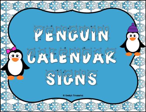 Penguin Calendar Cards by Cindy's Treasures | TPT
