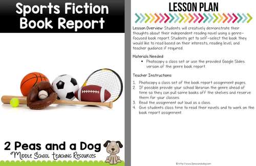 Sports Fiction Book Report by 2peasandadog | TPT