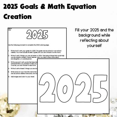 UPDATED FOR 2025 New Year Goals Math Equations Activity Critical ...