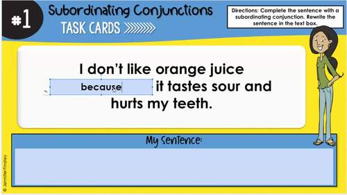 Digital Grammar Activities - Subordinating Conjunctions - 5th Grade
