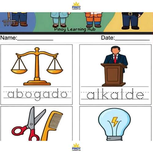 Tagalog Mga Propesyon Worksheets | Filipino Jobs Tracing PDF Preschool