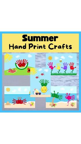 Summer handprint fingerprint craft for preschool printable art BUNDLE