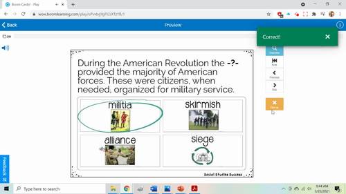 American Revolution Vocabulary Review BOOM CARDS by Social Studies Success