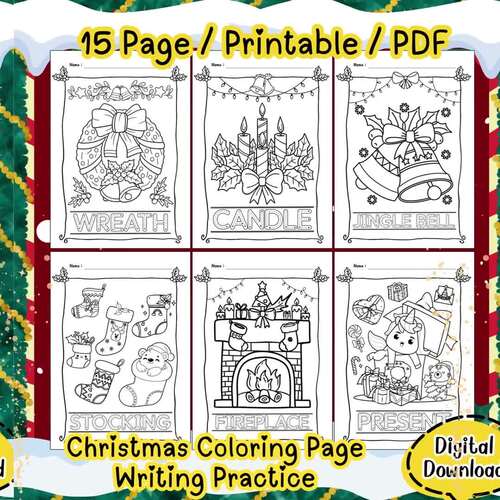 15 Printable Christmas Activities, Coloring and Tracing vocabulary ...