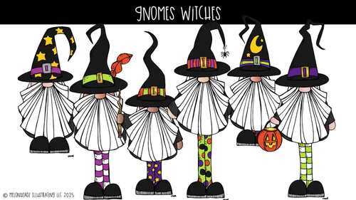 Gnomes clip art, Witch, Halloween, wizard Mini by Melonheadz Clipart