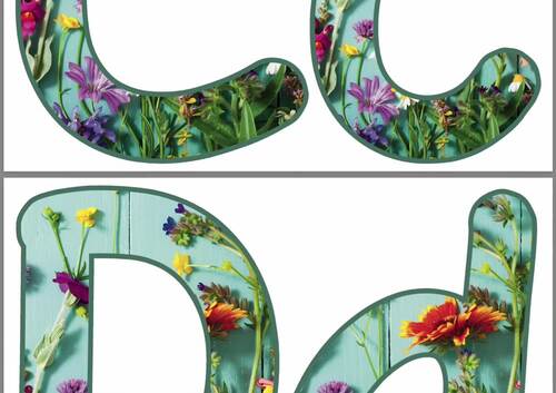 FLOWER Themed Letter, Number & Bunting Sets BULLETIN BOARD by TechLitTeach