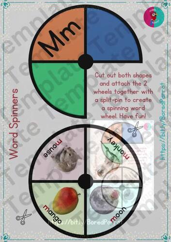 Vocab Word Spinners for Kindergarten. Letter M by Bored Parrot | TPT