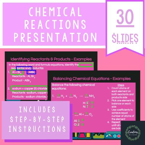 Chemical Reactions - Editable PowerPoint-Step-by-Step Examples-Distance ...