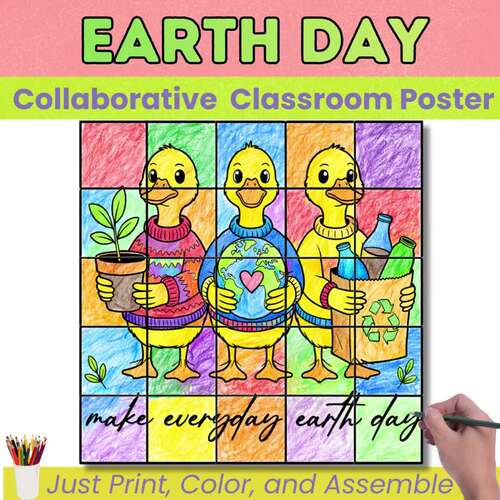 Make Everyday Earth Day Collaborative Poster Coloring Activity by Pixel ...