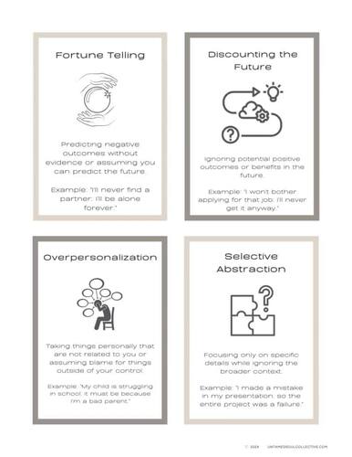 Cognitive Distortion (Negative Thinking) Printable Cards | TPT