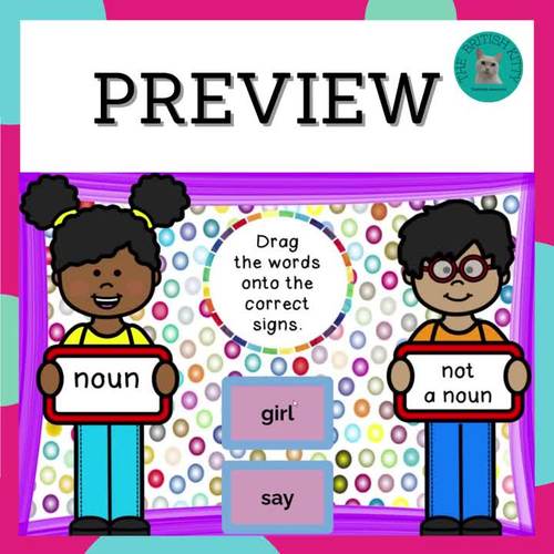 Kids Noun or Not A Noun? Boom Cards™ by The British Kitty | TPT
