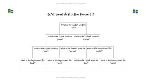 15 GCSE Foundation Level Swedish Practice Pyramid Worksheets PDF
