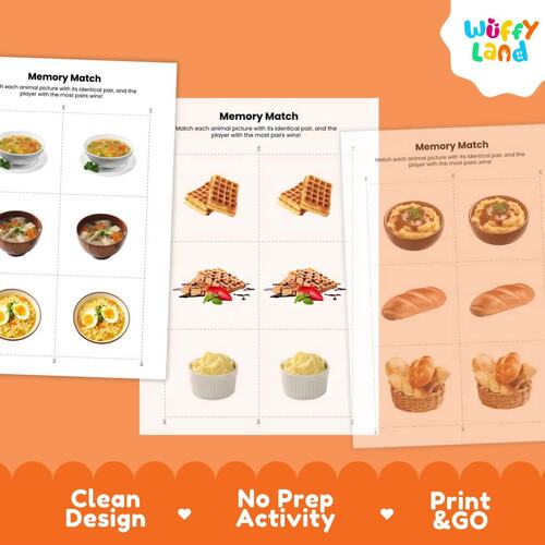 Winter Food Memory Matching Game | Comfort Food Concentration Activity
