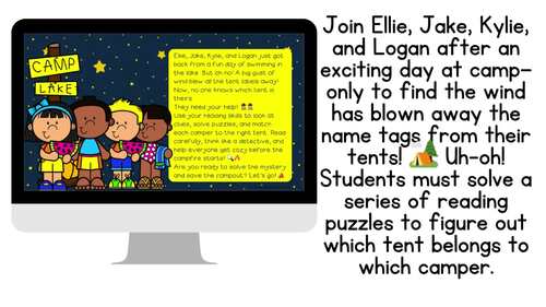 Camping Summer Digital Escape Room Game Kindergarten Reading Phonics ...