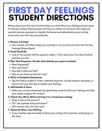 First Day of School Writing Prompts & SEL Activity | Back to School ...