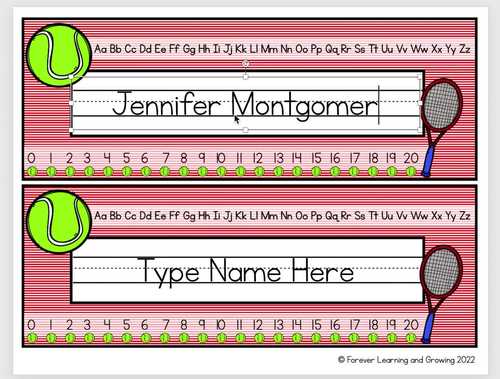 EDITABLE Sports and Team Primary Desk Name Tags for Back to School