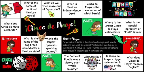 Spanish Board Game - ¡CINCO de MAYO! (Play over Zoom!) by Mi Camino Spanish