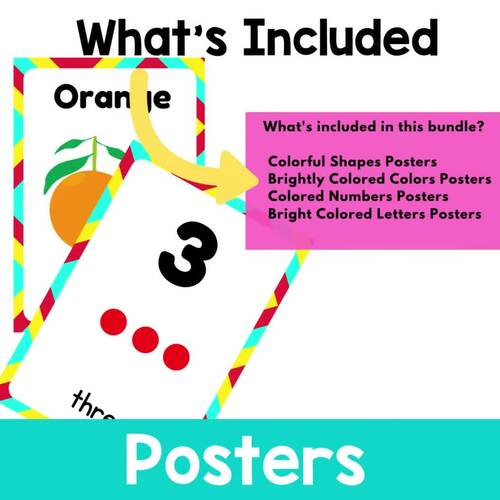 Colorful Classroom Posters Bundle (Shapes, Colors, Numbers & Letters)