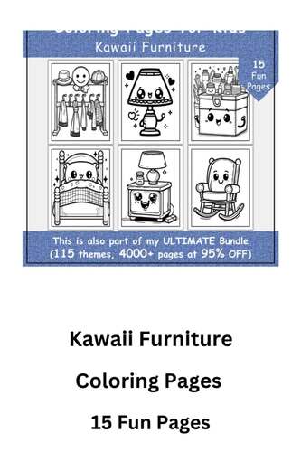 Kawaii Furniture Coloring Pages for Kids | Fun Printable Coloring Activity