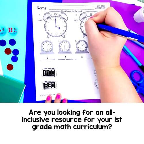 1st Grade Math Worksheets Centers Games Intervention Curriculum Year ...