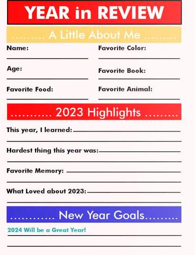2024 New Year's Activities Goals, Resolutions and more/ Kids New Year ...