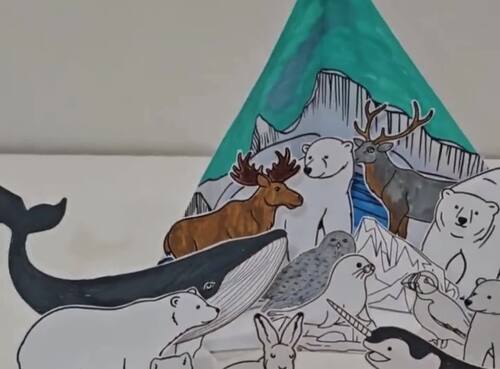 Polar Habitat Coloring Triorama, Arctic and Antarctic Scenes, Science ...
