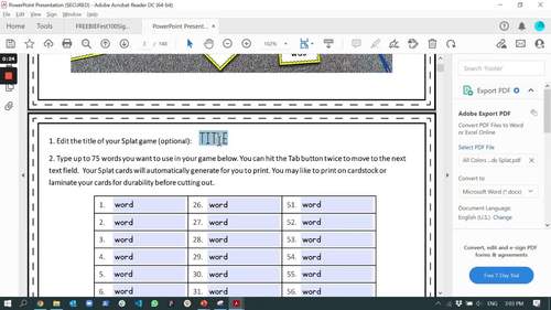 Editable Sight Words Splat Game for Literacy Center Activity | TPT