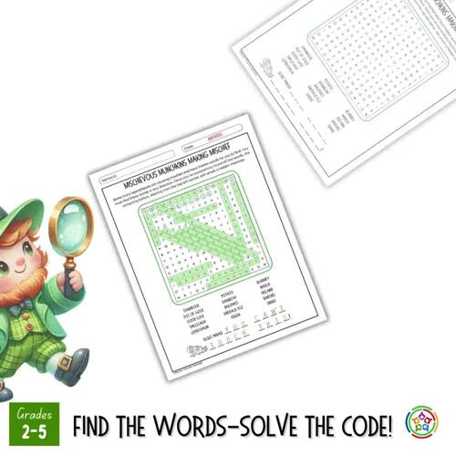 St. Patrick's Day | Word Search Codebreaker Worksheet for Elementary