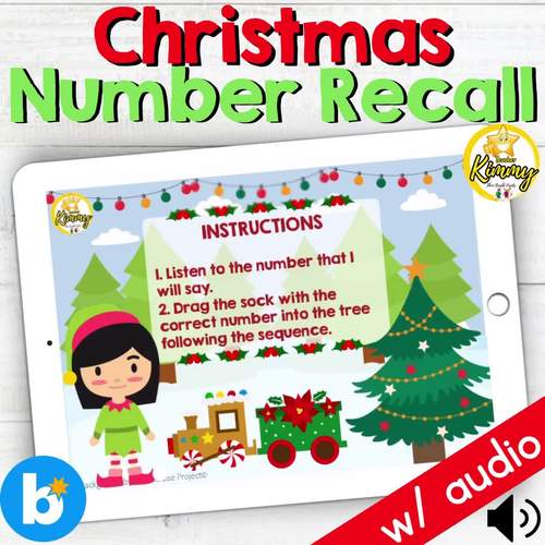 Christmas Number Recall Auditory Sequential Memory Boom Cards by ...