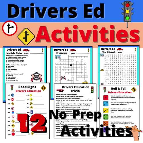 Drivers Education Activities Packet Vocabulary Worksheets Lessons