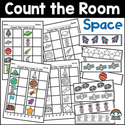 Count the Room: Space Math Activity - Number Recognition & Counting Pre-K/K