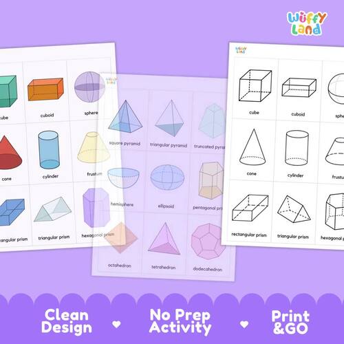 3D Shapes Flashcards | Geometry Word Wall & Coloring | Kindergarten ...