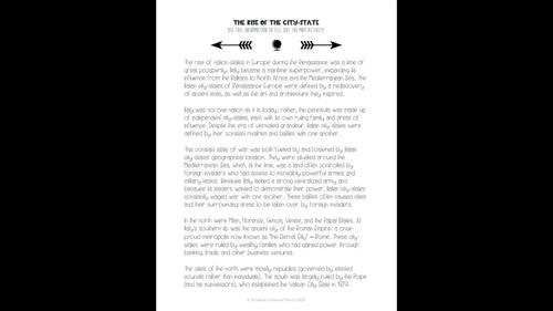 Rise of Italian City-States | Nation State Reading Comprehension & Map ...