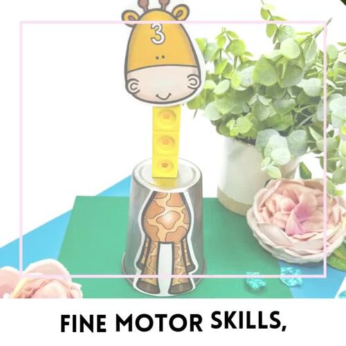 Giraffe Math Zoo Animal Counting Math Activity Preschool Fine Motor Skills