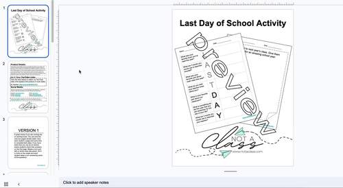Last Day of School Activity | End of Year Worksheet Activity - Editable