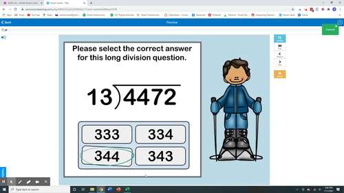 Winter 4 Digit by 2 Digit Long Division Boom Cards - Self Correcting