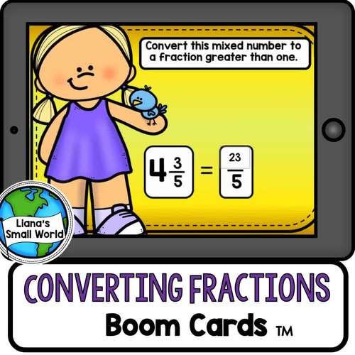 Converting Fractions Boom Cards Digital Task Cards by Liana's Small World