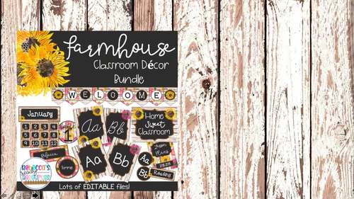 Farmhouse Classroom Decor Bundle | Sunflowers by Rebecca's Ready Resources