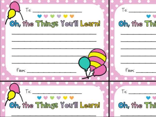 "Oh, the Things You'll Learn" Note for Beginning of Year (Dr. Seuss-Themed)