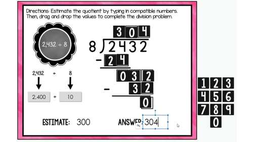 Divide Whole Numbers Digital Activities 5.NBT.6 by Fifth Grade Fab