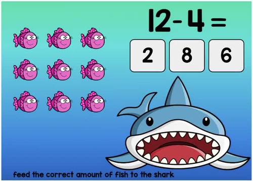 Simple Subtraction: Numbers to 12 (Feed the Shark) | Boom Cards by ...