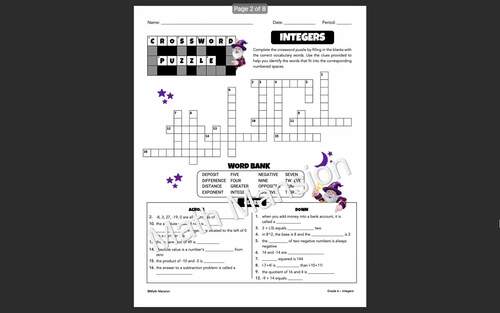 6th Grade Math Crossword Puzzles (Fun Printable Worksheets) - 2023 ...