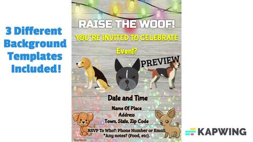 Dog Birthday Party Invitations THREE templates EDIT ON GOOGLE SLIDES
