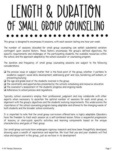GRIEF AND LOSS COUNSELING ACTIVITIES SEL Small Group Curriculum ...