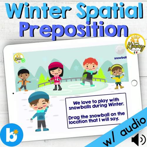 Winter Spatial Preposition Following Commands Boom Cards by Teacher Kimmy