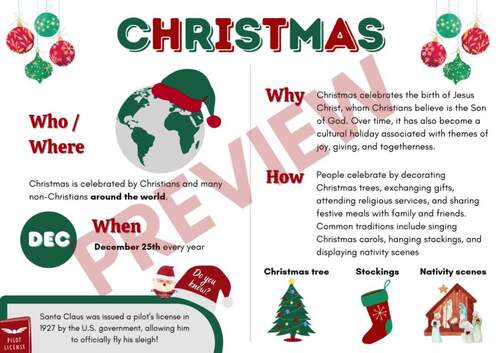 Holidays around the world One page summary + Games for elementary