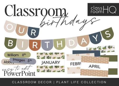 PLANT LIFE Classroom Birthday Pack | Plant Theme Classroom Decor by ...