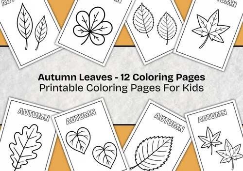 Autumn Leaves - 12 Easy Coloring Pages for Kids by Nuvanta Prints