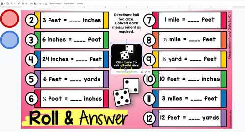 5th Grade Math Activities - Roll and Answer: Measurement with Google ...