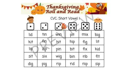 Thanksgiving Roll & Read: Reading Fluency Game! | Digraph Sh, Ch, Th ...
